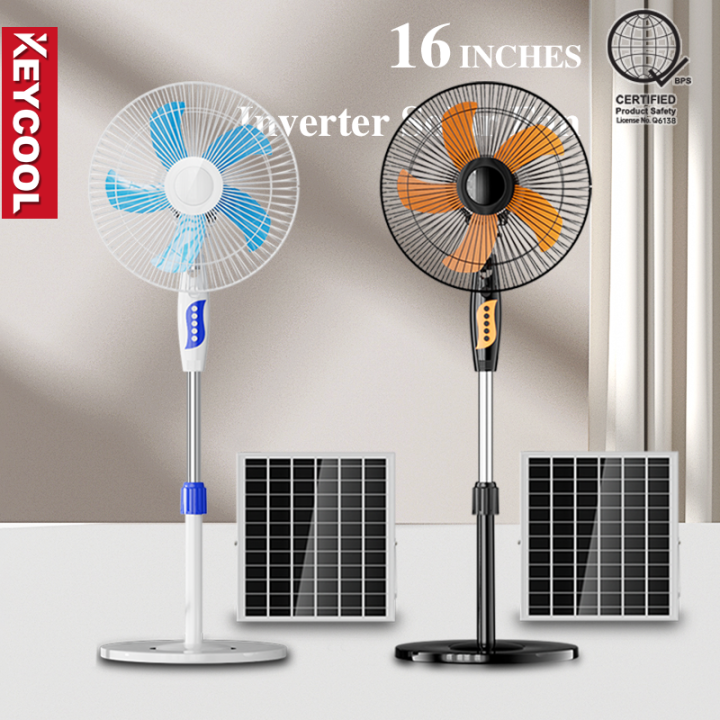 Keycool Inverter solar electric fan with solar panel rechargeable ...