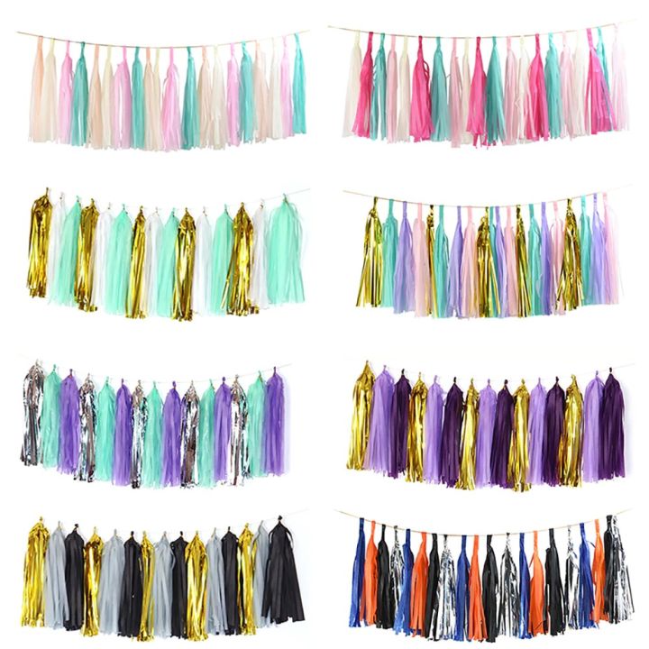D289☺︎3 Set Paper Tinsel Tassel Garland Banner, DIY Birthday Bridal ...