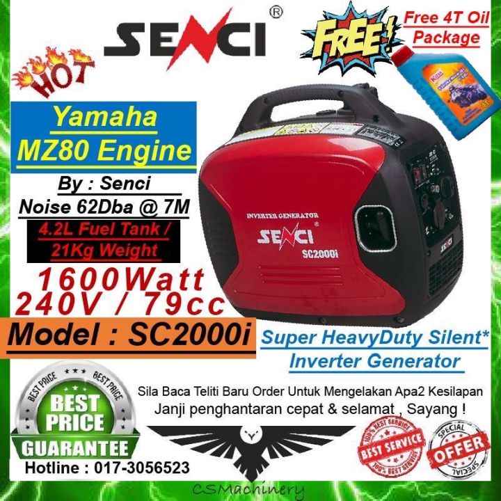100% Original Senci SC1400i Petrol Generator Silent Digital Inverter ...