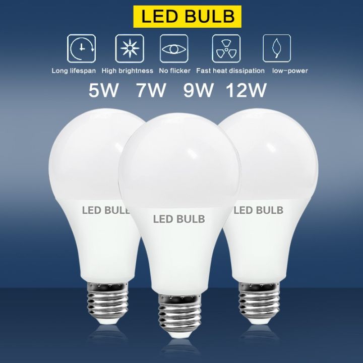 [PH Local Stock] E27 LED Bulb 5W 7W 9W 12W Super Bright Energy-saving Blub Light Efficient White ...