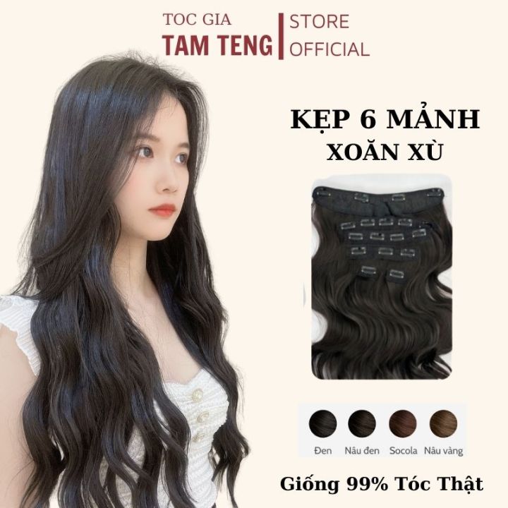 Tóc giả nữ TAM TENG kẹp 6 mảnh xoăn xù giúp thay đổi diện mạo của bạn ...