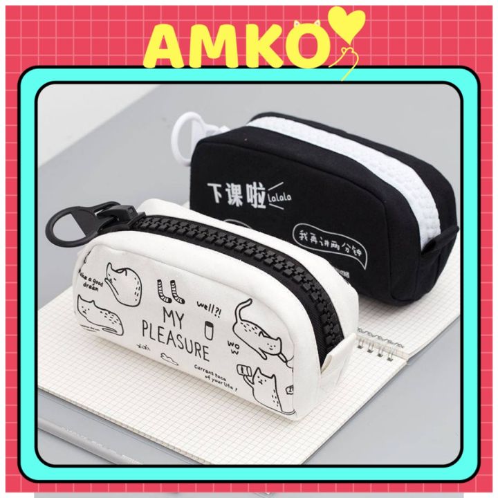 Hộp Bút Vải Đẹp Hình Mèo Thỏ Đen Trắng Cỡ To - Túi Đựng Bút Canvas ...