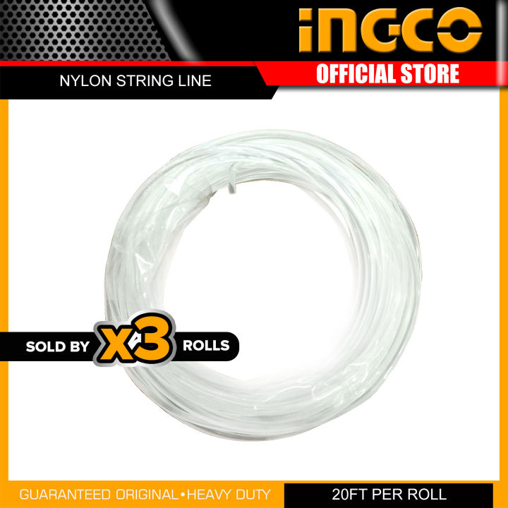INGCO NYLON LINE STRING FOR GRASS TRIMMER SOLD BY 3 ROLLS X 20 FEET ...
