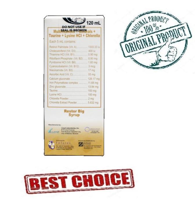 RESTORE BIG SYRUP 120ML-1 BOTTLE | Lazada PH