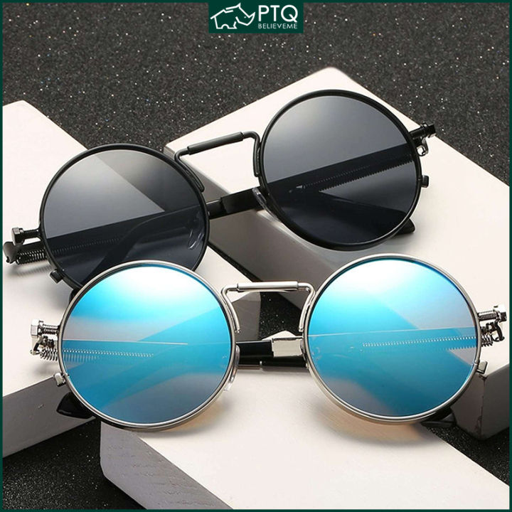 Kính Râm Phong Cách Punk Retro Gọng Kim Loại Tròn Cho Nam Nữ Kính Râm ...