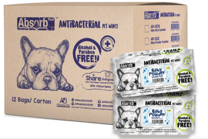 Absorb Plus Antibacterial Pet Wipes (Carton of 12) - Aloe Vera ...