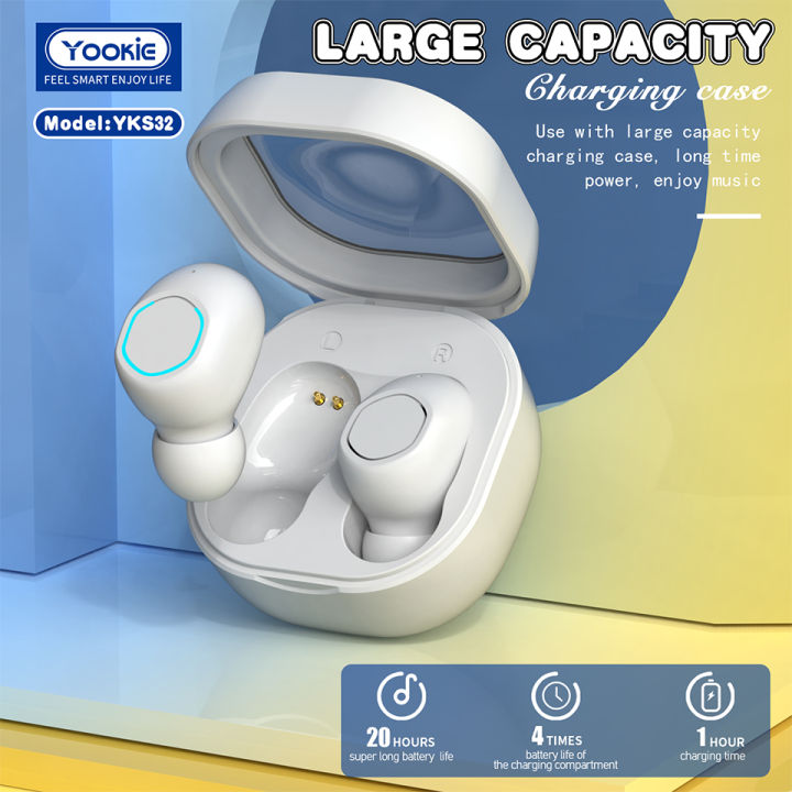 Yookie - YKS32 หูฟังบลูทูธไร้สาย TWS 5.3 / ควบคุมด้วยการใช้นิ้วสัมผัส | Lazada.co.th