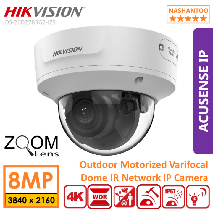 HIKVISION DS-2CD2783G2-IZS(2.8-12mm) 4K(8MP) AcuSense Motorized Varifocal Dome Network Camera ...
