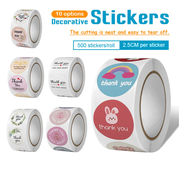 500 Pcs Birthday Gift Tag Stickers Thank You Stickers Halloween ...