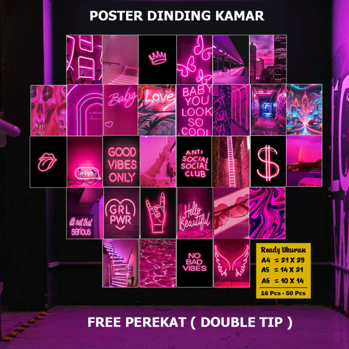 Poster Dinding Kamar Tema Neon Pink / Poster Kamar Neon Pink / Poster ...