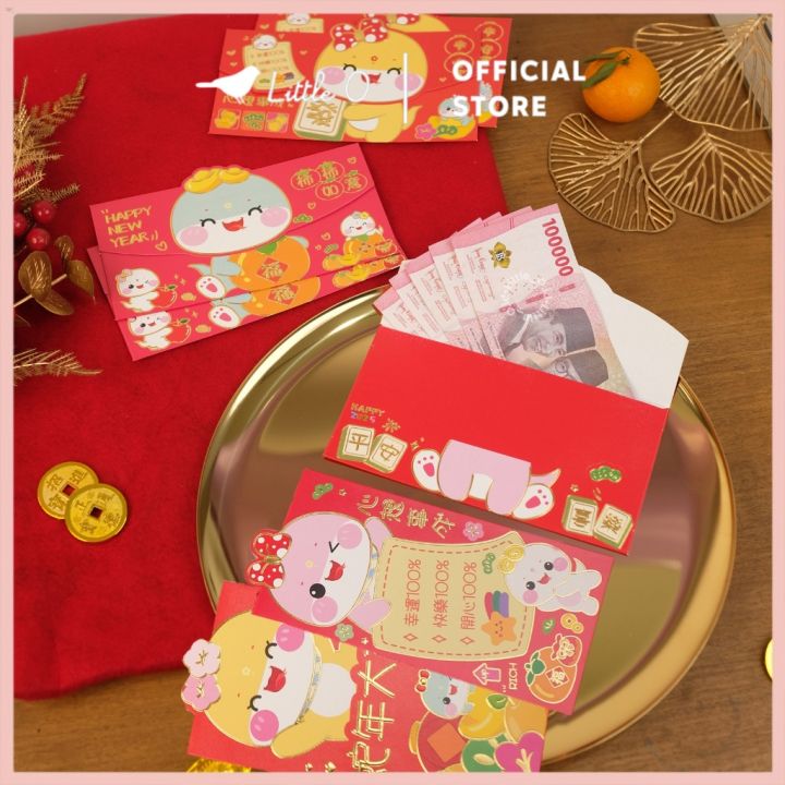 ISI 6&4 PCS ANGPAO 2025 BAHAN KARTON TEBAL Cute Snake Little Snake ...