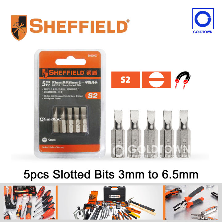 Sheffield 5pcs Slotted Bits 3mm to 6.5mm x 25mm | Lazada PH