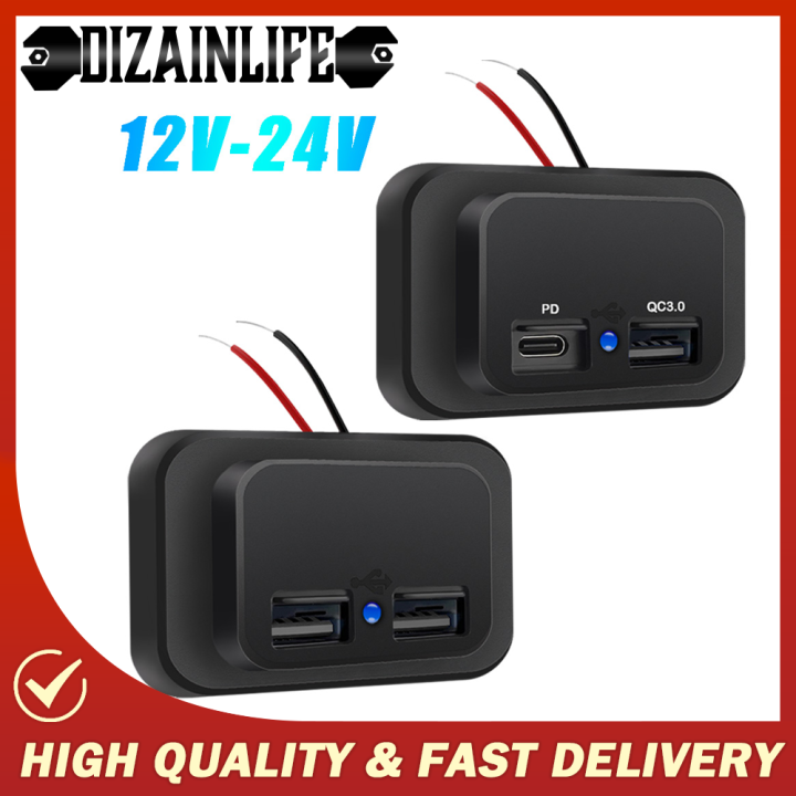 Dual USB Car Charger Socket 12V/24V 3.1A USB Charging Splitter Outlet ...