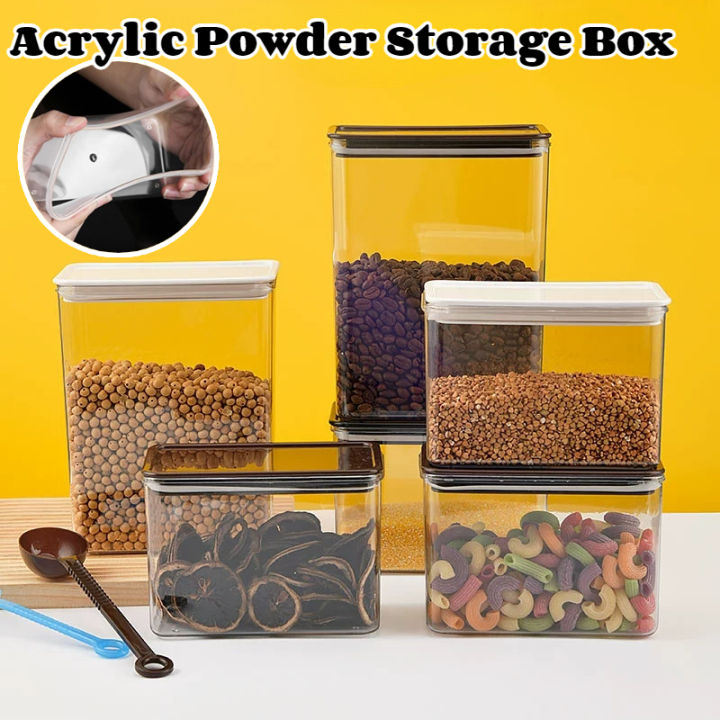Acrylic Food Storage Powder Container Canister Box for Milk Tea Shop ...