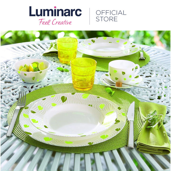 Luminarc Amely 18pc Dinnerware Set Decorated Dinner Plate Opal ...