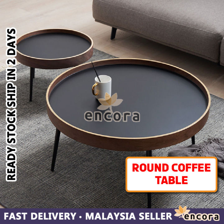 [1PC] Encora Nordic Round Coffee Table Meja Kayu Living Room Table Meja ...