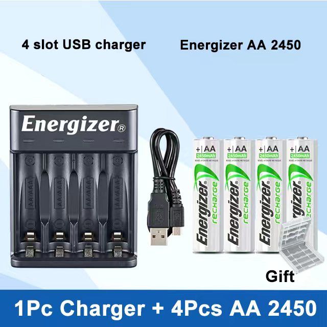 Energizer USB charger 4-slot NiMH AA/AAA rechargeable battery 4-slot independent charging ...