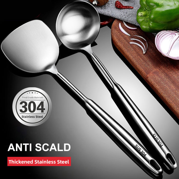 Wok Spatula and ladle for Cooking Kitchen Utensils set Chef Big Soup ...