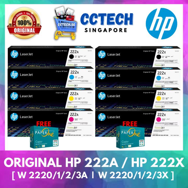 ORIGINAL HP 222A / HP 222X Toner Cartridge Black Cyan Yellow Magenta ...