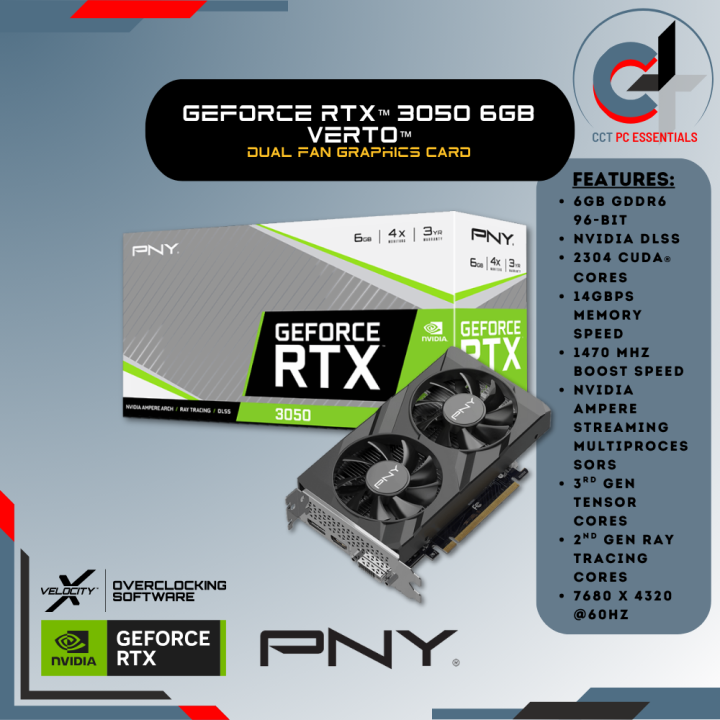 PNY GeForce RTX 3050 6GB VERTO Dual Fan Graphics Card | 6GB GDDR6 96 ...