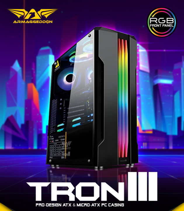 Armaggeddon Tron III Pro-Design Triden RGB ATX Gaming PC Case with ...