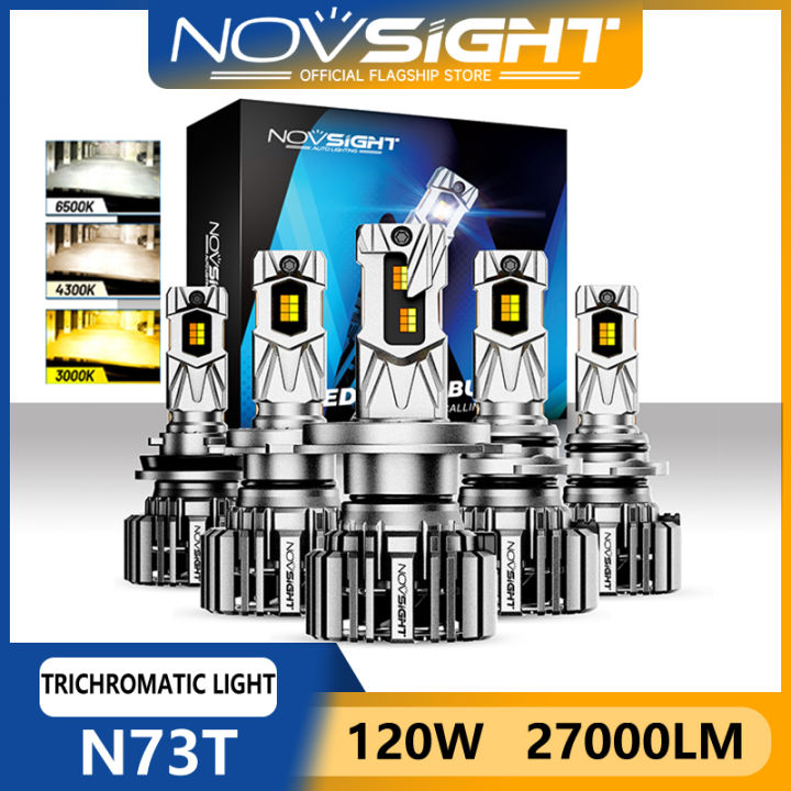 NOVSIGHT N73T 120W/pair Three colors Headlight H4 H7 H11 9005 HB3 9006 ...