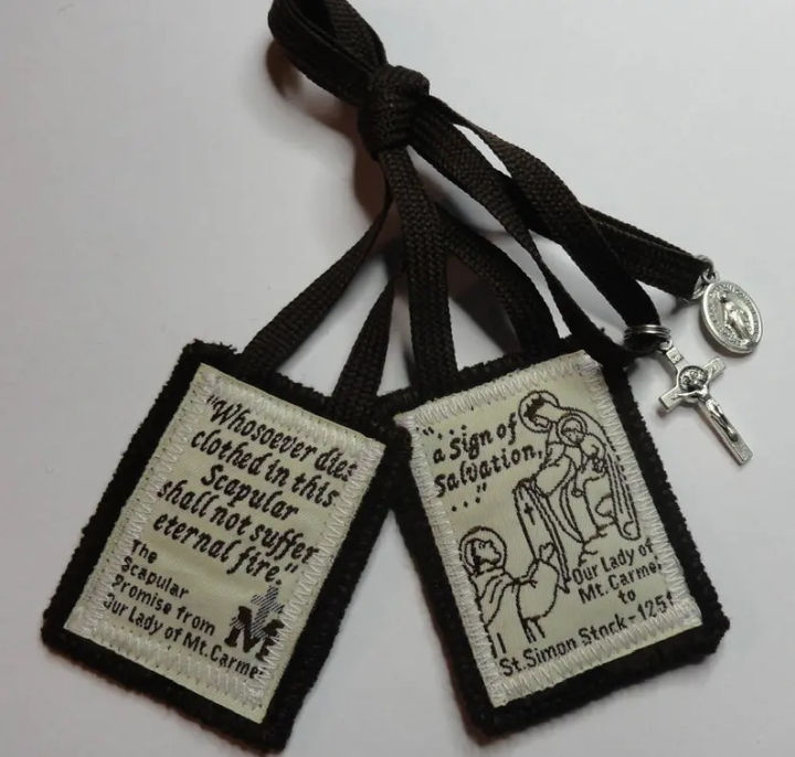 Traditional Brown Scapular of Our Lady of Carmel -100% Brown Wool with ...