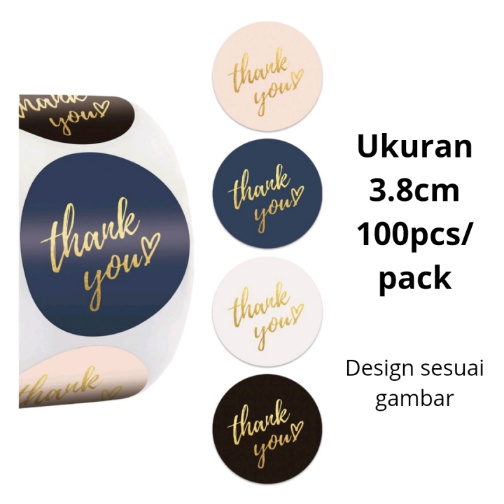 Sticker Label Makanan Terima Kasih Stiker Thank You 3.8cm 100pcs per ...