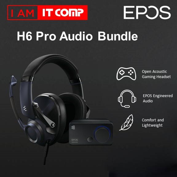 EPOS H6PRO Audio Bundle - Acoustic Wired Gaming Headset with External Sound Card | Lazada