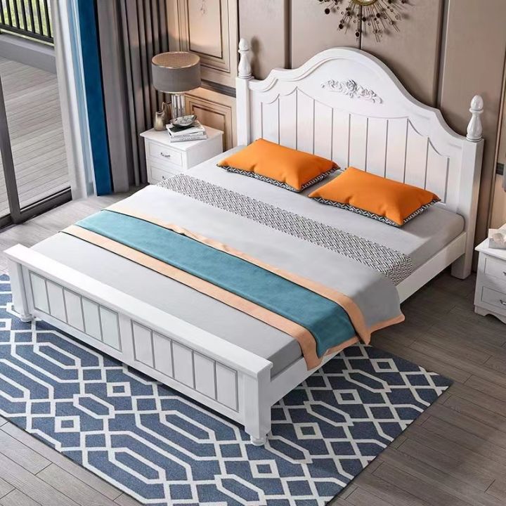 Solid wood bed modern minimalist 1.5-meter double bed 1.2-meter economy ...