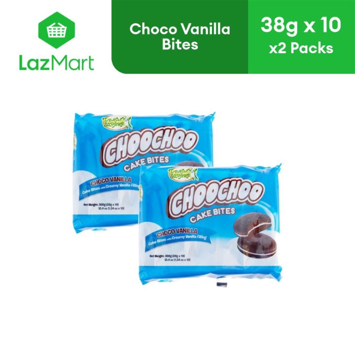 Lemon Square Choo Choo Cake Bites Choco Vanilla 38g x 10 - Pack of 2 ...