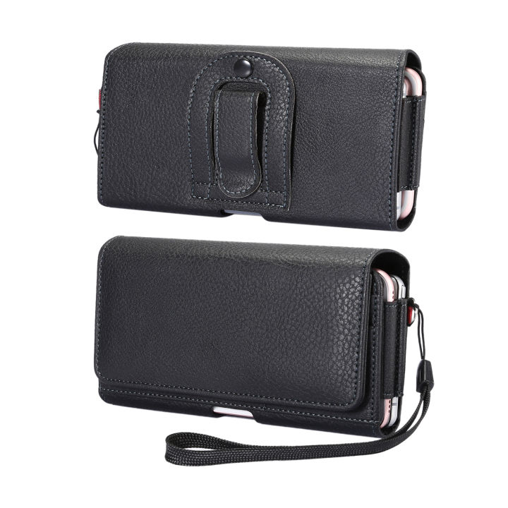 Horizontal Double Phone Pouch Leather Holster Waist Pouch Universal ...