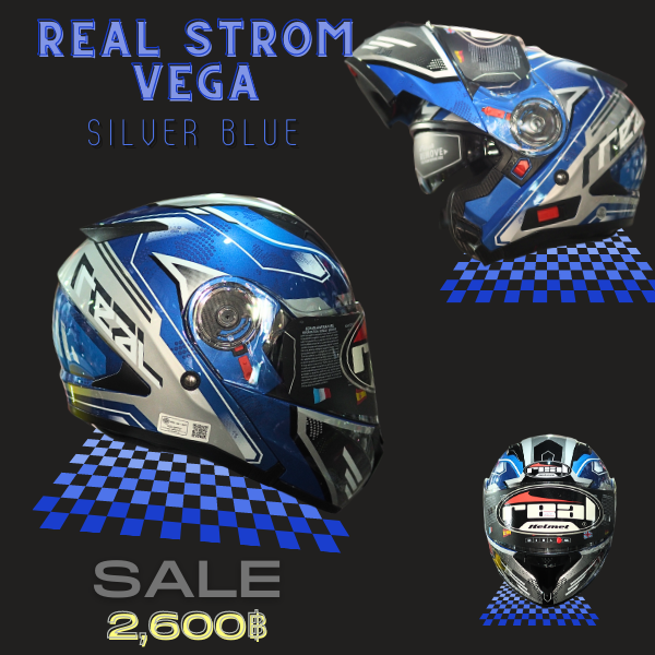 หมวกกันน็อคเปิดคางREAL รุ่น Storm vega silver blue สีเทาน้ำเงิน | Lazada.co.th