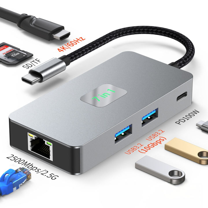 Gigabit 2.5G LAN Hub USB-C Docking Station Type-C To USB 3.2 4K60 HZ ...