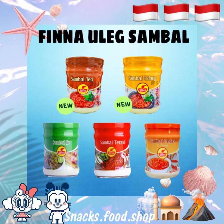 FINNA FOOD ULEG Sambal Terasi/Sambal Ijo/Sambal Pedas/Sambal Teri /Sambal udang 190G (HALAL ...