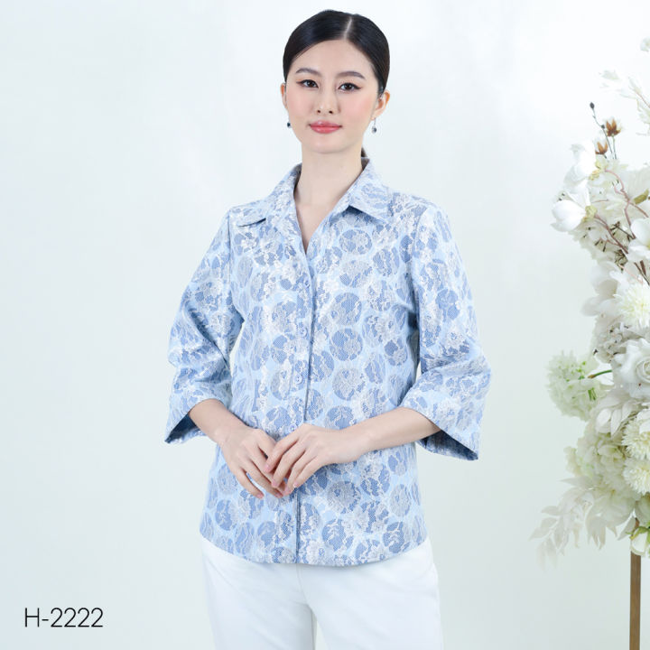 MIKIKO Shirt MI-H2222 ลูกไม้ แฟนซี แขนยาว IGPU23-12 20250304 | Lazada.co.th