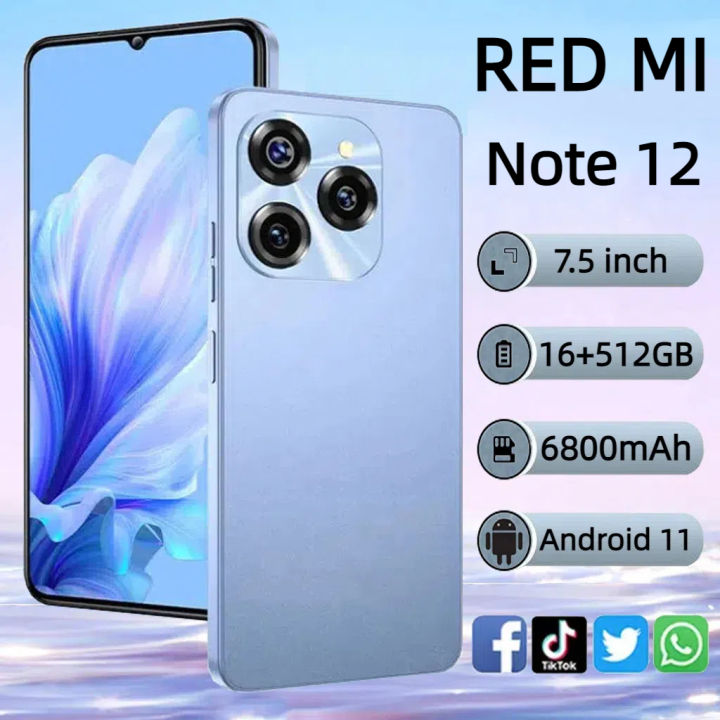 Smartphone RED Ml Note 12 7.5inch 16+512GB Android 5G cheap phone ...