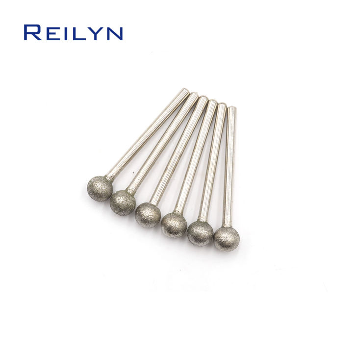 10pcs shank 3MM 120# Ball shape Diamond grinding burr abrasive needle ...