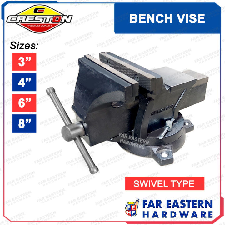CRESTON Bench Vise Swivel Type w/ Anvil HD 3" I 4" I 6" I 8" CRHT ...