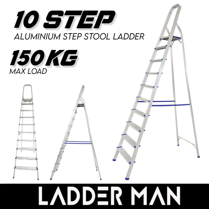 10 Step Foldable Aluminium Step Stool Ladder SAL10 | Lazada