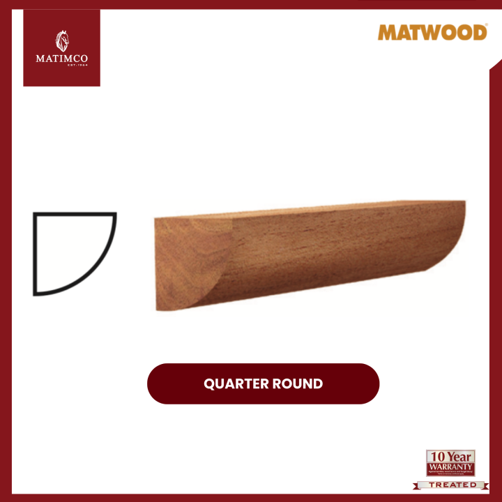 Matimco Matwood Solid Moulding QUARTER ROUND 8 feet | Lazada Philippines