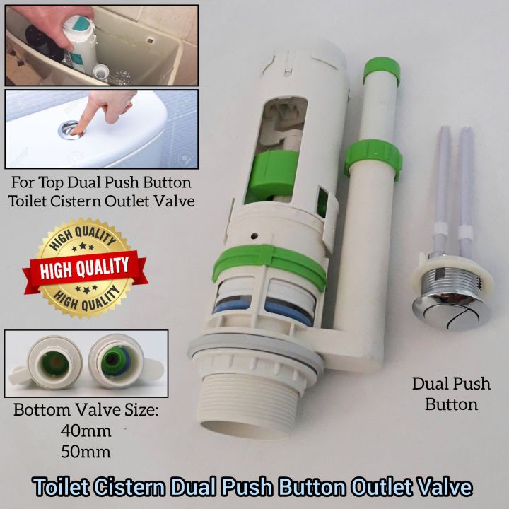 Toilet Cistern Tank Dual Push Button Bottom Outlet Valve Set For Toilet ...