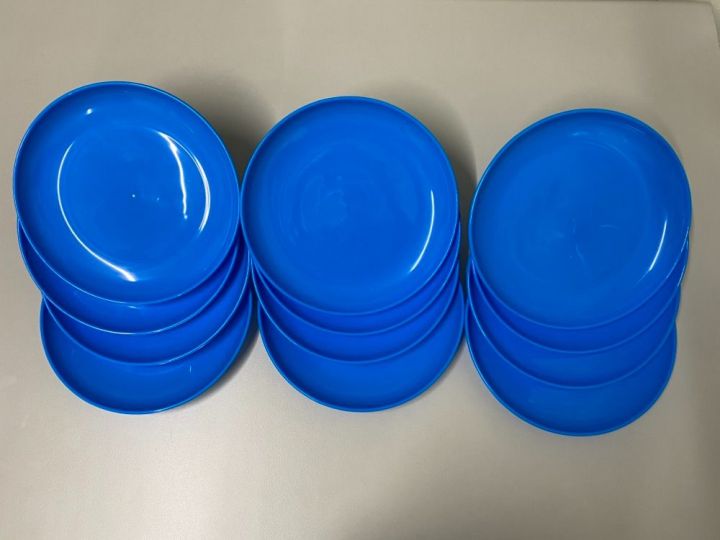 local queen 12pcs makapal Round Plastic Plates Colorful Dinner Plate ...