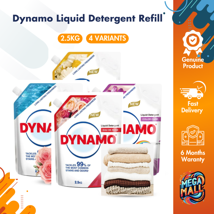Dynamo Liquid Detergent Refill 2.5kg Powerful Stain Removal Fresh Scent ...