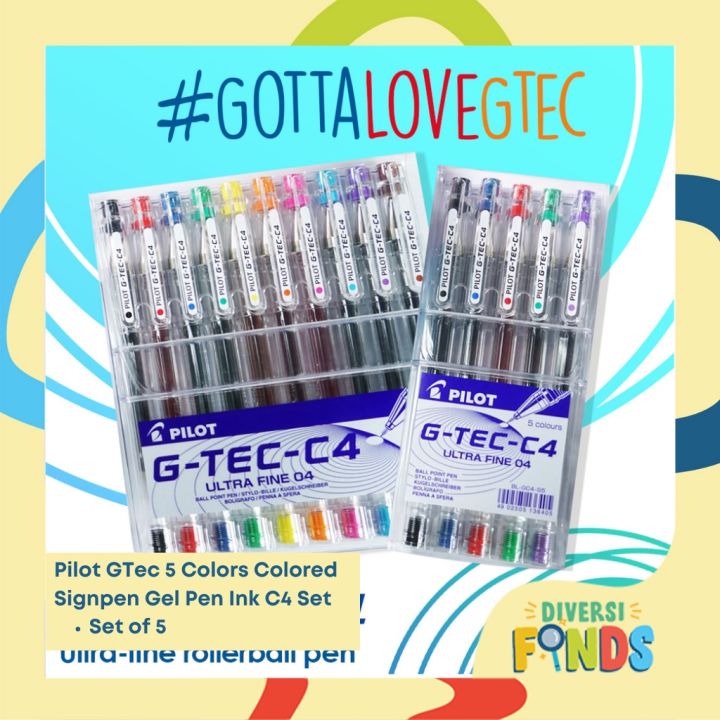 1 Set Pilot GTec 5 and 10 Colors Colored Sign pen 0.4mm - Gel Pen Ink ...
