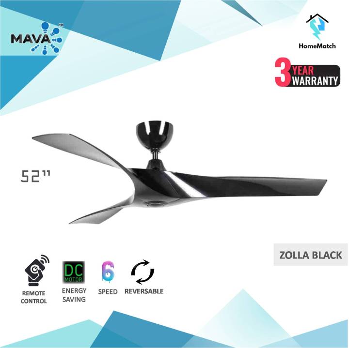 MAVA Zolla 52" DC Motor with Remote Control Ceiling Fan / Kipas Siling ...