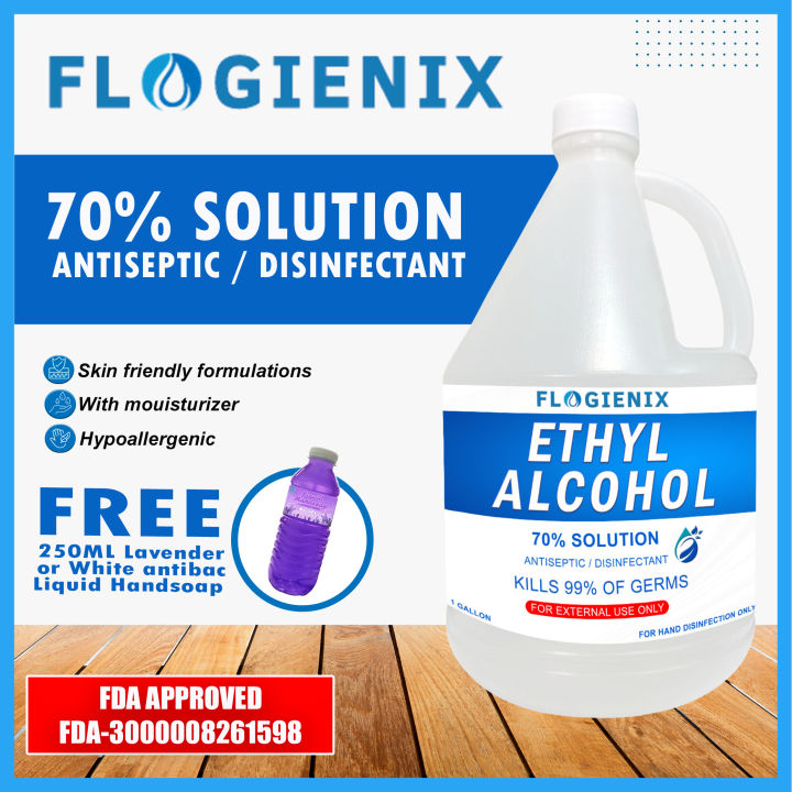 Flogienix70% Ethyl Alcohol Disinfectant Antiseptic 1 Gallon - With Free ...