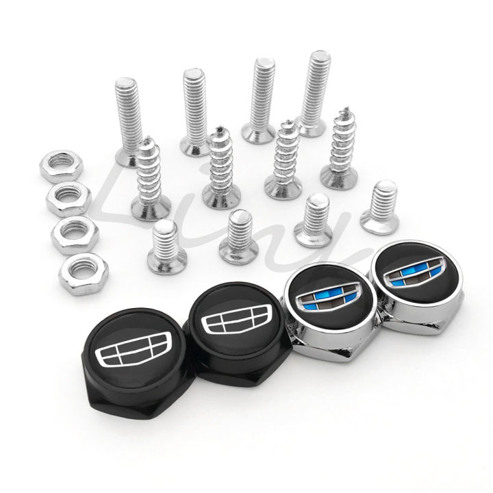 4Pcs Univeral Car License Plate Screws Bolts Nuts Frame Cover For Geely ...