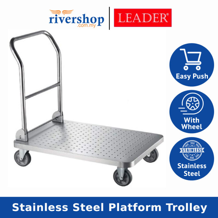 Leader 300kg Stainless Steel Platform Trolley with Foldable Handle LD ...