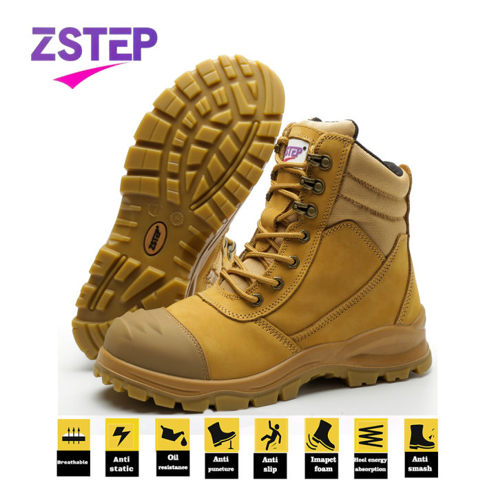 ZSTEP Grade A Nubuck Leather Steel Toe TPU Outsole Safety Boots | Lazada PH